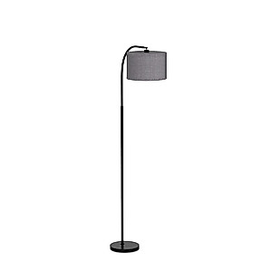 ROTTOGOON Floor Lamp for Living Room, Industrial LED Standing Lamp with 2 Lamp Shades (Grey/White), Classic Tall Reading Pole Lamp with LED Bulb, Modern Adjustable Black Floor Lamp for Bedroom Study