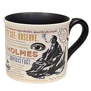 The Unemployed Philosophers Guild Sherlock Holmes Coffee Mug - Featuring Quotes from the Famous Detective, Rules of Deduction, Intriguing Images, and More, Comes in a Fun Box, 14 oz.