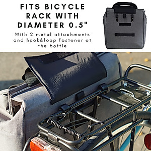 Vincita Jess Bicycle Insulated Grocery Pannier - 24 L Cooler Bike Shopping Bag for Urban Commuter with Large Capacity, Handle, Big Zipper Opening and Reflective Spots