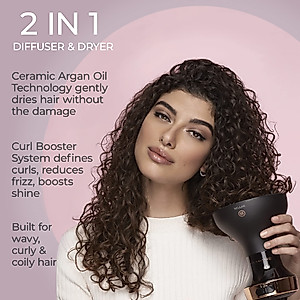 Bellissima Italia Diffon DF1 5000 Ceramic - Lightweight Diffuser & Curly Hair Dryer with Argan Oil