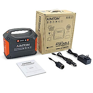 AIMTOM 42000mAh 155Wh Power Station, Emergency Backup Power Supply with Flashlights (Solar Panel Optional), for Camping, Home, CPAP, Travel, Outdoor (110V/ 100W AC Outlet, 3X 12V DC, 3X USB Output)