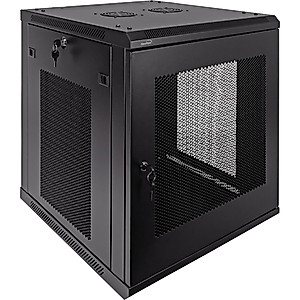 NavePoint 12U Server Rack Enclosure - 23.6” Deep, 12U Wall Mount Network Cabinet with Locking Perforated Door, 19” IT Equipment Compatible, 12U Network Rack, Removable Side Panels, Black