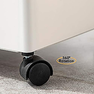 OVAKIA 4-Tier Slim Rolling Utility Cart Storage Shelves Trolley Storage Organizer Shelving Rack with Mesh Baskets/Wheel Casters for Laundry Pantry Bathroom Kitchen Office Narrow Places(White)