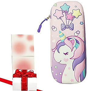 Unicorn Pencil Case For Girls ,3D Plastic Pen Box Medium Capacity With Compartment Cute Unicorn Pencil Pouch,kids School Supply Organizer Stationery Bag Gift For Kids