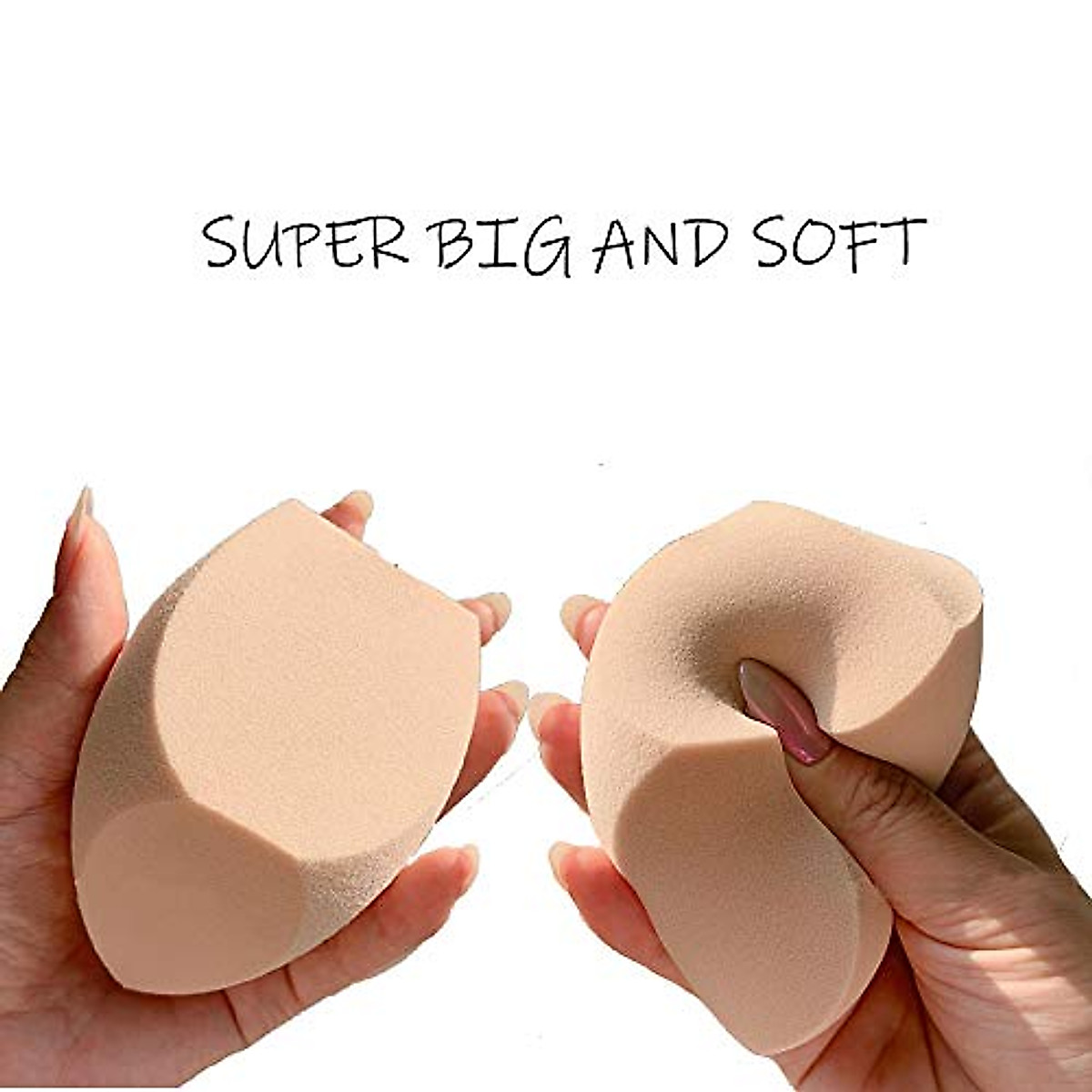 Makeup Sponge Blender & Holder, BIG & SOFT Beauty Makeup Blender Puff Foundation Sponges Set, Applicator Beauty Blending Blenders & Sponge Holder, Concealer Sponge for Liquid Powder Sunscreen (A SET)