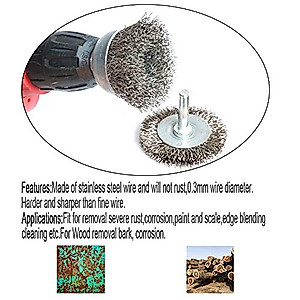 6PCS Stainless Steel Wire Crimped Cup Brush Kit for Drill with 1/4-Inch Shank