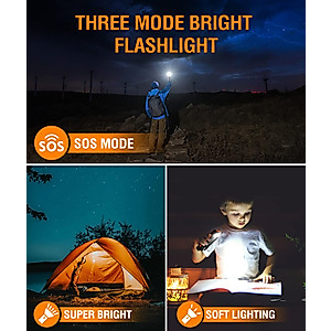 MetFut Solar Power Bank 38800mAh, Solar Charger with Suction Cup Mount Three Modes Flashlight-Steady/SOS/Strobe IPX7 Waterproof/Dustproof/Shockproof External Battery Pack 3 USB Charging Ports(Orange)