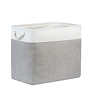 Bidtakay Large Storage Bins for Clothes Fabric Deep Baskets for Organizing Set of 2 Grey Fabric Pantry Storage Bins for Hallway Living Room Blankets 17x12x15 in Extra Large Shelf Tote Baskets
