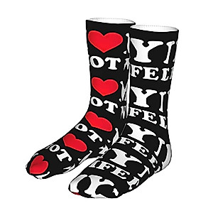 I Love My Hot Wife 2 Socks Funny Socks Casual Crew Socks Compression Running Sock Moisture Wicking Novelty Christmas Gifts