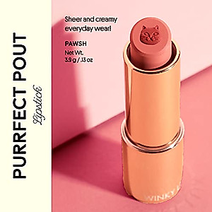 Winky Lux Purrfect Pout Lipstick, Semi Sheer Creamy Lipstick With Jojoba Oil and Vitamin E, Subtle Nude Natural Lipstick, Pawsh