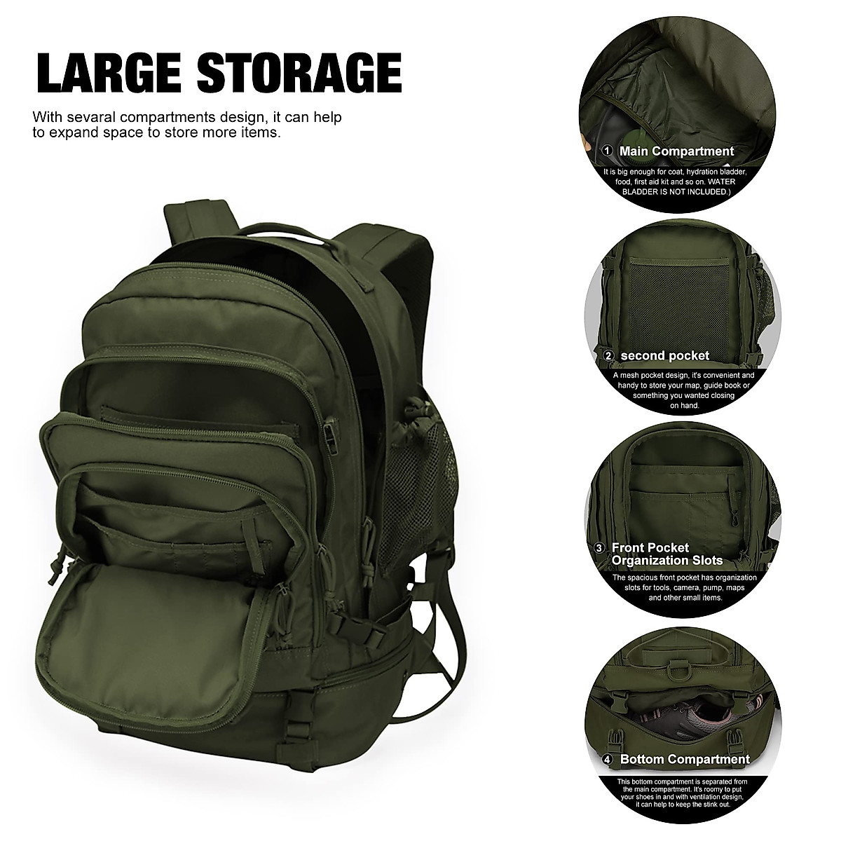 Mardingtop Hiking Backpack,Small Tactical Backpacks for Camping Military Traveling, 28L Motorcycle Backpack