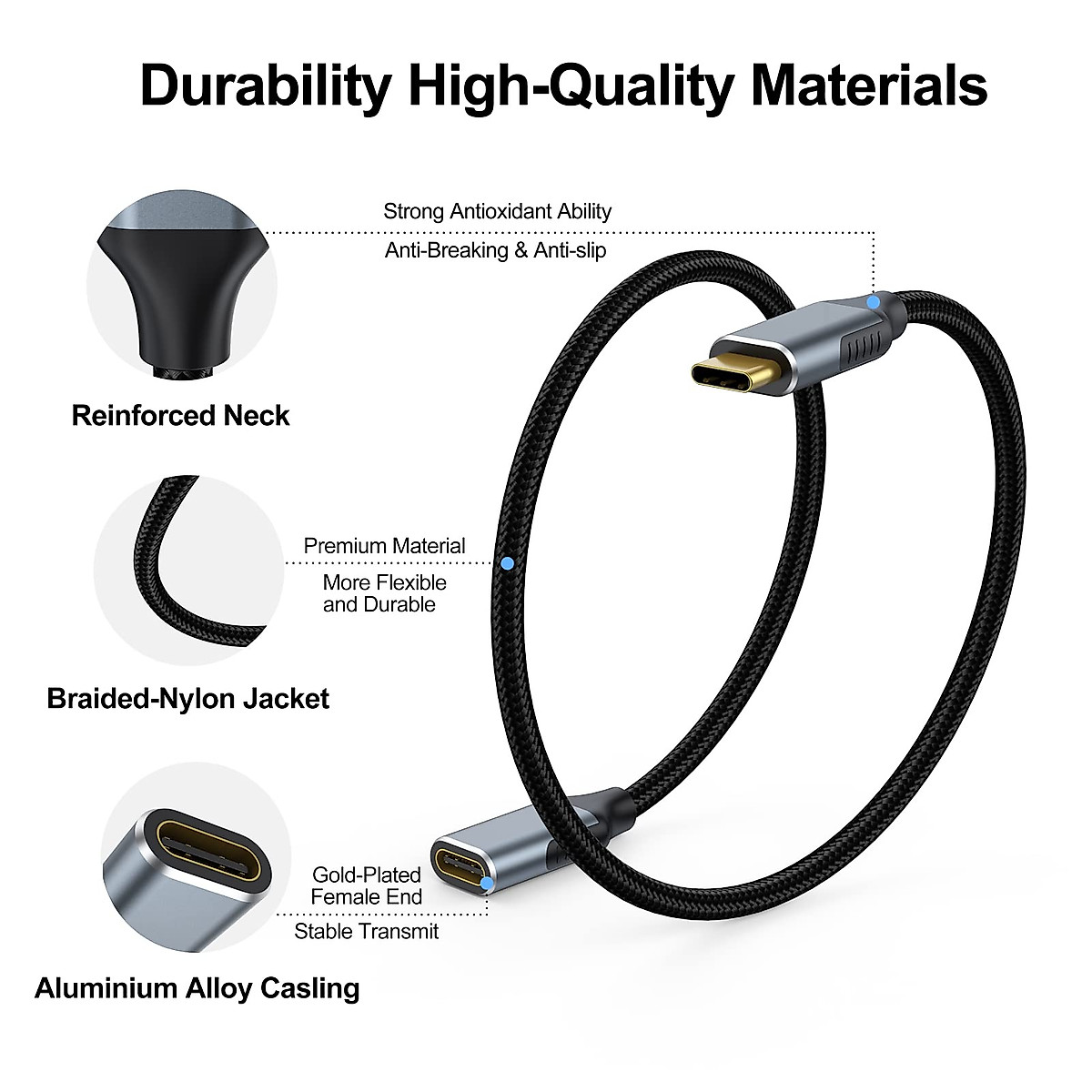 VoroDcip USB C Extension Cable 1FT,USB Male to Female USB Type C Extender Cable 100W/5A Fast Charging & 10Gbps USB 3.1 Gen 2 Data Sync Compatible with Galaxy,Mac Book/Pro, Laptop, Magsafe Charger