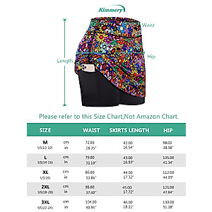 Kimmery Tennis Skirts for Women with Pockets Juniors Stretch Sports Athletic Skorts with Shorts Summer Outdoor Badminton Pickleball Bowling Active-wear Black XL