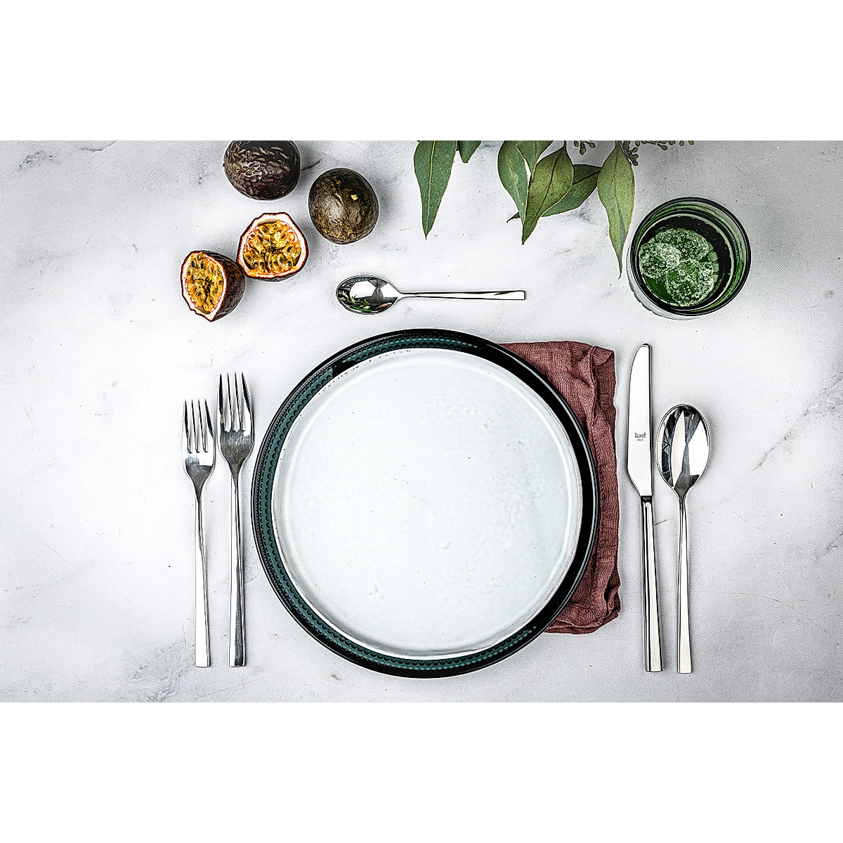 MEPRA 106222005 Atena 5-Piece Durable 18/10 Stainless Steel American Style Flatware Cutlery Set for Fine Dining, Dishwasher Safe, Service for 1