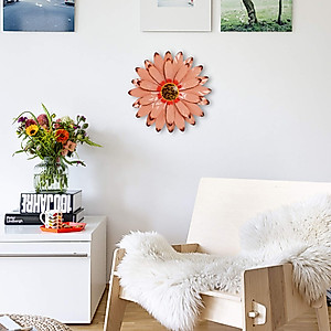 Ridota 12" Metal Flower Wall Decor, Metal Hanging Wall Art Sculpture, Metal Daisy Wall Decor for Indoor Outdoor Home Bedroom Living Room, Pink