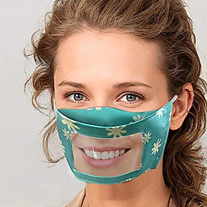 Floral Pattern Face Coverings with Clear Window Visible Expression for The Deaf And Hard Of Hearing, for Adult(B-1PC)