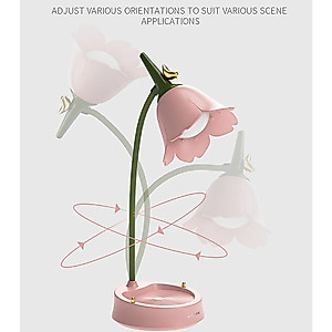 magical JD LED Desk Lamp Cordless Table Light Adjustable Gooseneck Dimmable Touch Rechargeable Battery Eye-Caring Night Light for Kids,Mini Cute Lamp for College Dorm Bedroom Reading (Pink)