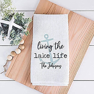 CANARY ROAD Personalized Lake House Kitchen Towel, Personalized Lake House Tea Towel, Family Name, Lake House Hand Towel, Lake House Gift, Kitchen Decor