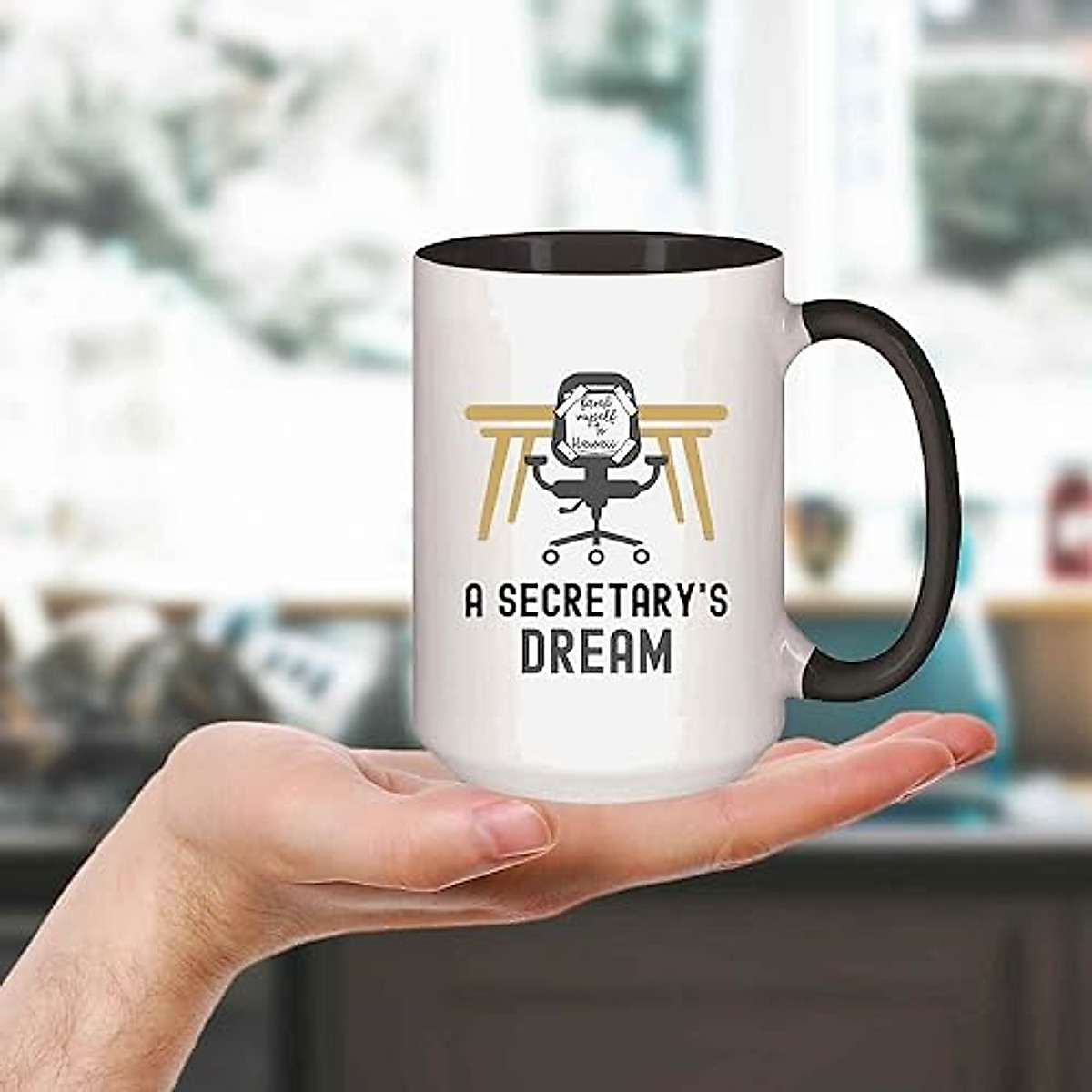 Funny Gift Secretary's Dream Come True - Inspirational Coffee Mug - Gift For Secretaries, Coworkers, Friends - Novelty, Custom Design - 11oz 15oz Inner Color Accent Mug