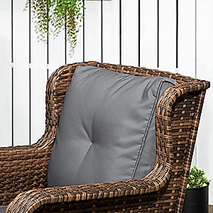 Outsunny 4 Piece PE Wicker Patio Furniture Set, Conversation Set with 2 360° Swivel Rocking Armchairs, 1 Loveseat Sofa, Thick Cushions and Glass Table Top Table, Gray