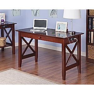 AFI Lexi Desk with Drawer and Charging Station, Walnut