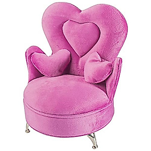 Bbiamsleep 7.5 Inch Openable Rose Pink Sofa Jewelry Box Armchair for Dollhouse Heart Shape Velvet Chair 1/6 Scale Dolls Accessories