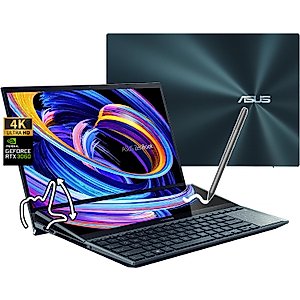 asus ZenBook Pro Duo 15.6'' OLED 4K(3840 x 2160) Touch Laptop, 14-Core i7-12700H, NVIDIA GeForce RTX 3060, 16GB LPDDR5 RAM, 2TB SSD, ScreenPad Plus, Win11, w Stylus (16GB RAM | 2TB PCIe SSD)