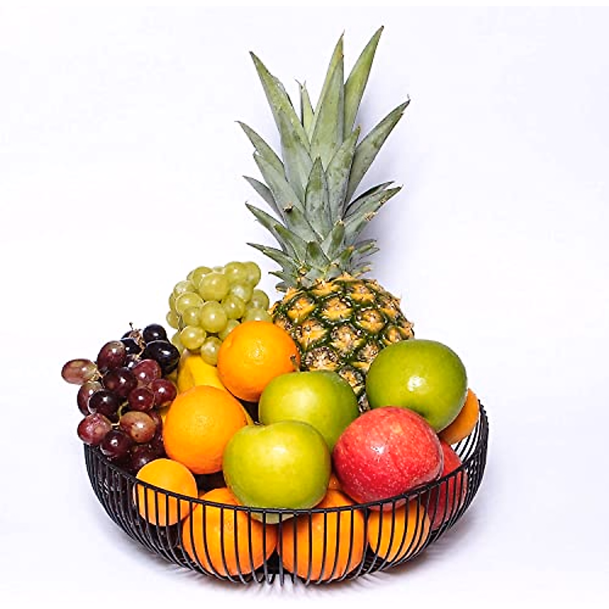 Black Metal Wire Fruit Basket Bowl For Kitchen,Living Room,Office - Large Decorative Centerpiece To Display Fruit, Vegetables, Bread, Candy, Household Items Or Use As A Gift Basket