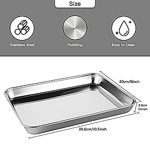 GETTON Stainless Steel Tray, 3Pcs Premium Metal Surgical Medical Tray Organizer Containers for Tattoo Tool Bathroom Lab Instrument Supplies Dental Tools Kitchen Baking, 10.5 × 8 × 1 Inch(GETTON)