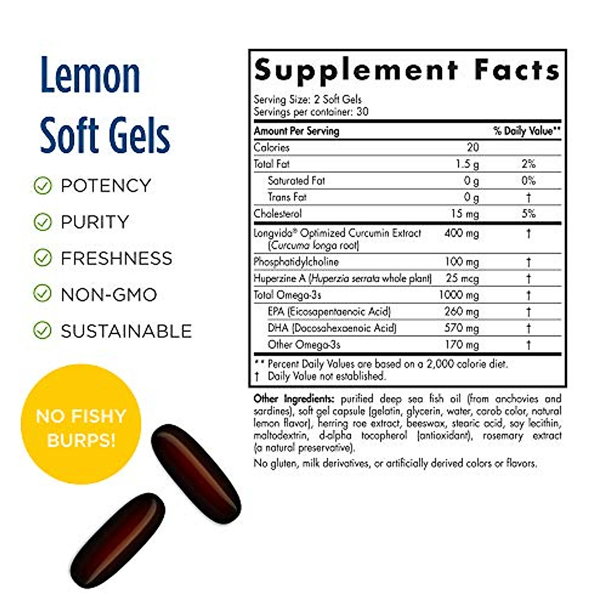 Nordic Naturals Omega Memory with Curcumin, Lemon - 60 Soft Gels - 1000 mg Omega-3 + 400 mg Optimized Curcumin - Memory, Cognition - Contains Phosphatidylcholine & Huperzine A - Non-GMO - 30 Servings