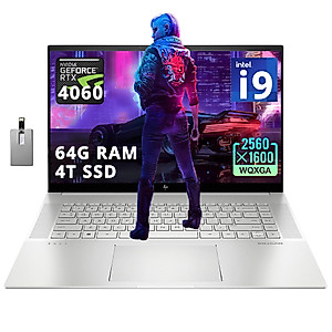 HP Envy 16" WQXGA Touchscreen Business Gaming Laptop, Intel Core i9-13900H, NVIDIA RTX 4060 8G, 64GB DDR5 RAM, 4TB PCIe SSD, Backlit Keyboard, B&O Audio, 5MP Camera, Silver, Win 11, 32GB USB Card