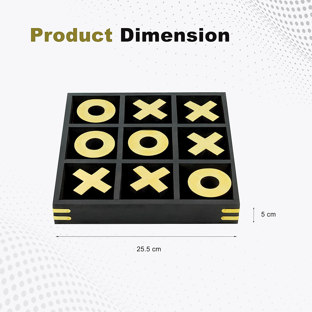 10" Large Elegant Premium Black Tic Tac Toe Board Game | Wooden Puzzle Game | Coffee Table Wooden Decor & Games | Lightweight Gold Plated Pieces