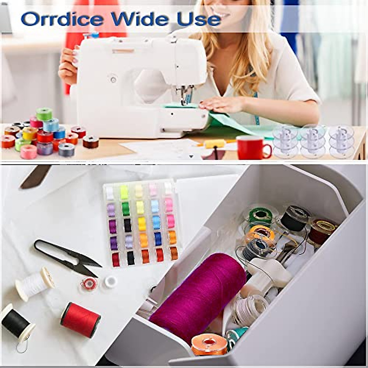 25 Pcs Sewing Machine Bobbins,Sa156 Bobbins, Bobbins Class 15, Sewing Supplies Accessories, Colored Plastic Bobbin with Case, Without Thread(1 Box)