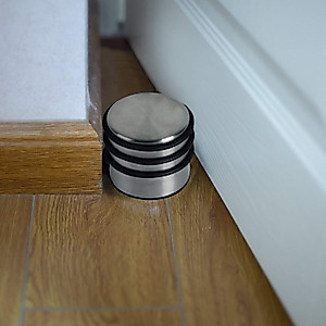 KINJOEK Door Stopper, Heavy Duty Stainless Steel Door Stop No Need to Drill, Surrounded with Protective Rubber Bands Anti-Slip Door Wedge for Office, Home, Garage, Laundry Door