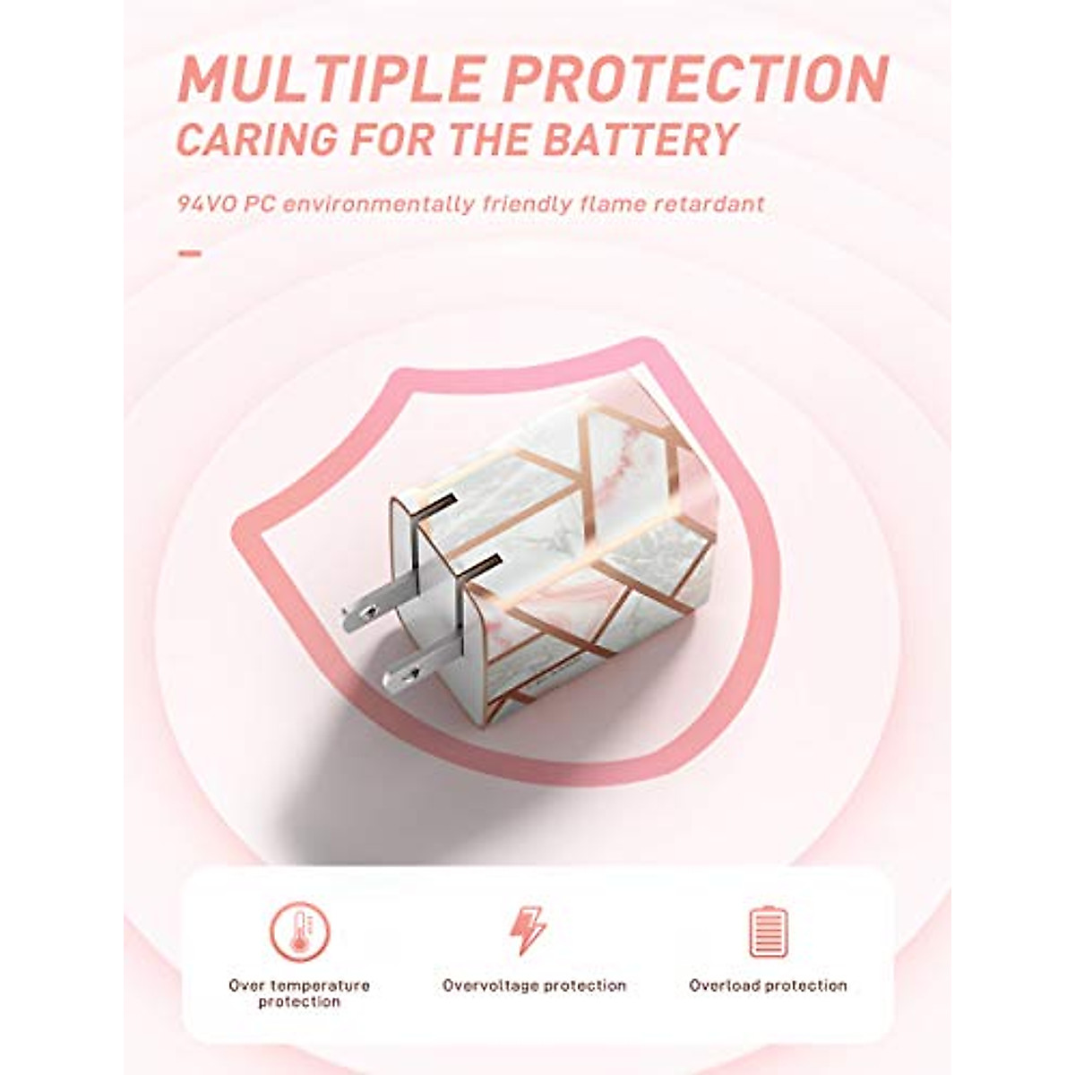 i-Blason Fast USB C Wall Charger, 20W PD 3.0 USB Foldable Compact Power Adapter with 2-Port Compatible with iPhone 14/ iPhone 13/iPhone 11/MagSafe Charger/iPad/Samsung Galaxy S23 (Marble)