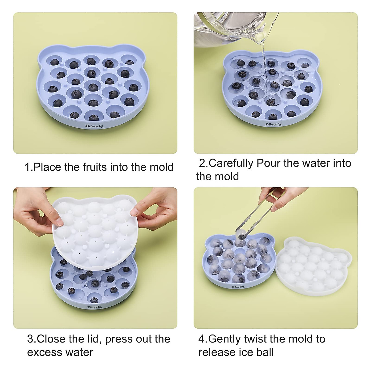 Frozen Breastmilk Cube Mold,100% Food Grade Silicone Ice Cube Tray with Lid,BPA Free Safe for Baby Toddler Kid, Extra Fixture Points Lid and Easy Release Tab Blue - Dilovely