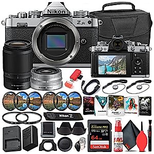 Nikon Z fc Mirrorless Digital Camera with 16-50mm and 50-250mm Lens (Black, 851090) Bundle with 64GB Extreme PRO SD Card + Camera Bag + Editing Software + Filter Kit + Cleaning Kit (Renewed)