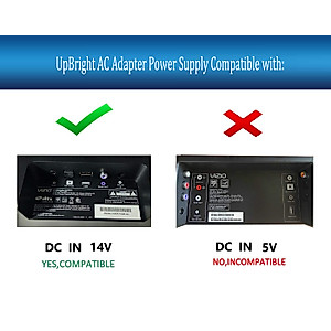 UpBright 14V AC/DC Adapter Compatible with Vizio SB2820n SB2820n-E0 28" 2.0 Channel Bluetooth Sound Bar Home Theater Music Speaker S82820n SB2820n-EO S82820n-E0 AY24BA-BF1401702 14VDC Power Charger