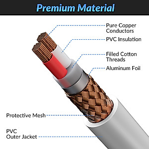 XLR to XLR Cable 100 Feet, Premium XLR Microphone Cable, Heavy Duty 22AWG OFC XLR Male to Female Cord, 3-Pin Shielded Mic Speaker Cable, Zinc Alloy Connectors, Metal Spring SR, White