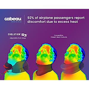 Cabeau Evolution S3 Airplane Travel Neck Pillow - Memory Foam Neck Support With Seat Strap Attachment (Jet Black)