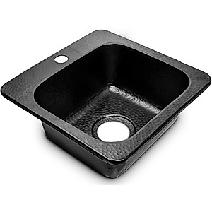 Monarch Abode 19192 Matte Black Hand Hammered Baxter Bar Prep Sink (15 inches)