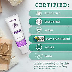 SprinJene Patented Toothpaste Sensitive Teeth & Gum w/Fluoride Cavity Protection Non Toxic SLS Free Fresh Breath Dry Mouth,Preservative Free, 2 Pack