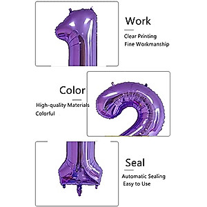 Purple 30 Number Balloon 40 inch Jumbo Foil Balloons with Detachable Crown Foil Prom Balloon for 30th Birthday Party Decoration 30 Wedding Anniversary Photos Props Supplies