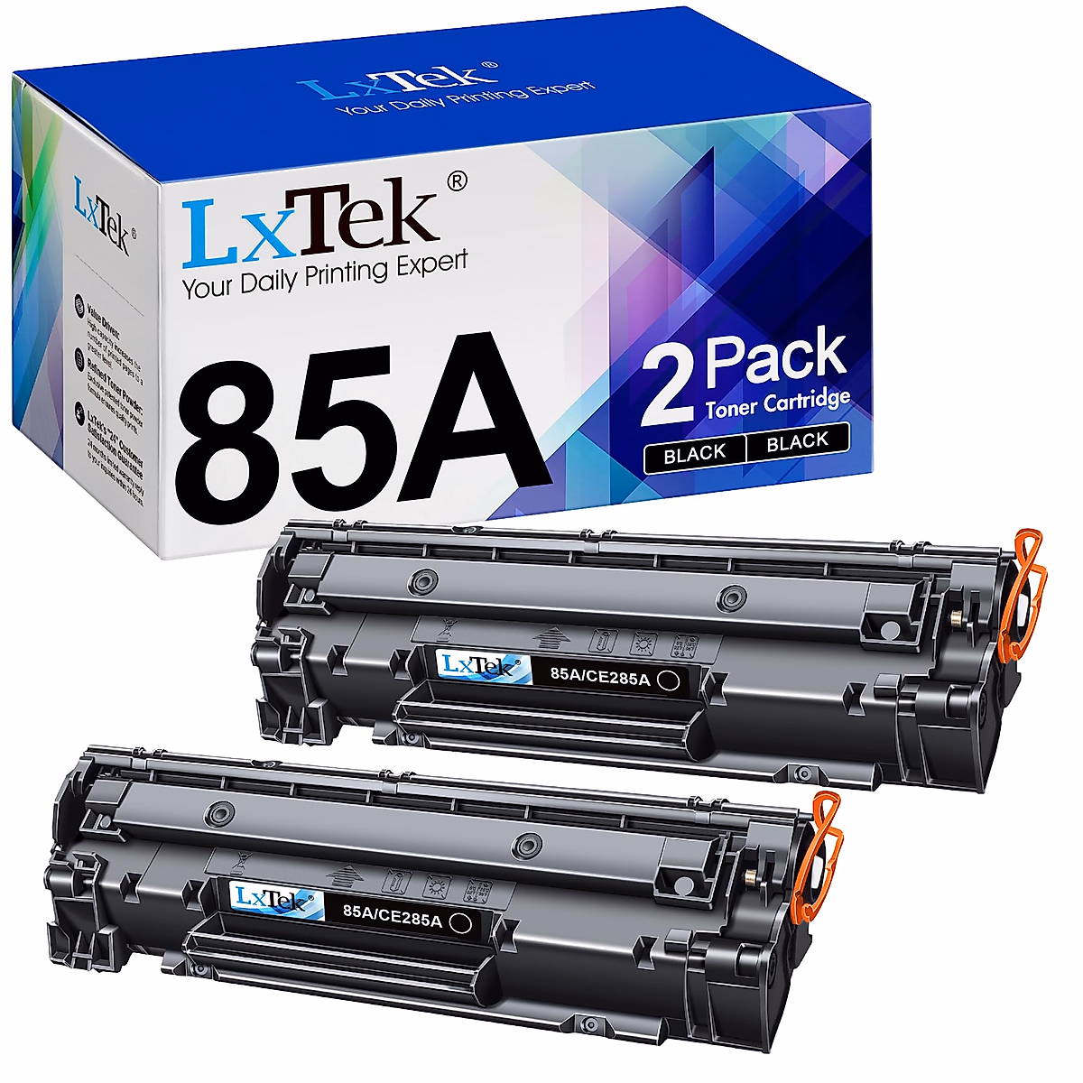 LxTek Compatible Toner Cartridge Replacement for HP 85A CE285A to Compatible with Laserjet Pro P1102W Pro P1109W M1212NF M1217NFW Printer (Black, 2-Pack)