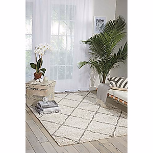 Nourison Brisbane Shag Cream 8'2' x 10' Area-Rug, Easy-Cleaning, Non Shedding, Bed Room, Living Room, Dining Room, Kitchen (8x10)