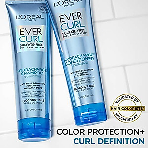 L'Oreal Paris EverCurl Sulfate Free Conditioner for Curly Hair, Lightweight, Anti-Frizz Hydration, Gentle on Curls, with Coconut Oil, 2 Count (8.5 Fl; Oz each) (Packaging May Vary)