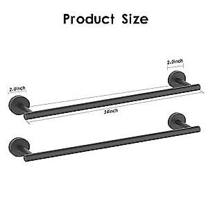 Newfun 24 Inch Matte Black Bathroom Towel Bar,2Pcs Towel Racks for Bathroom Rod Classic SUS304 Stainless Steel Bathroom Towel Holder Wall Mounted