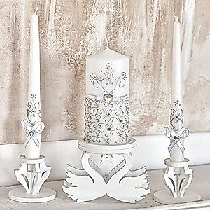 Unity Candles for Wedding Ceremony Set - 3 Pcs 6" Pillar & 2 10" Tapers Candles - Unity Decorative Wedding Candle White Ceremonial Candles - Wedding Table Centerpiece - Velas Decorativas para Boda