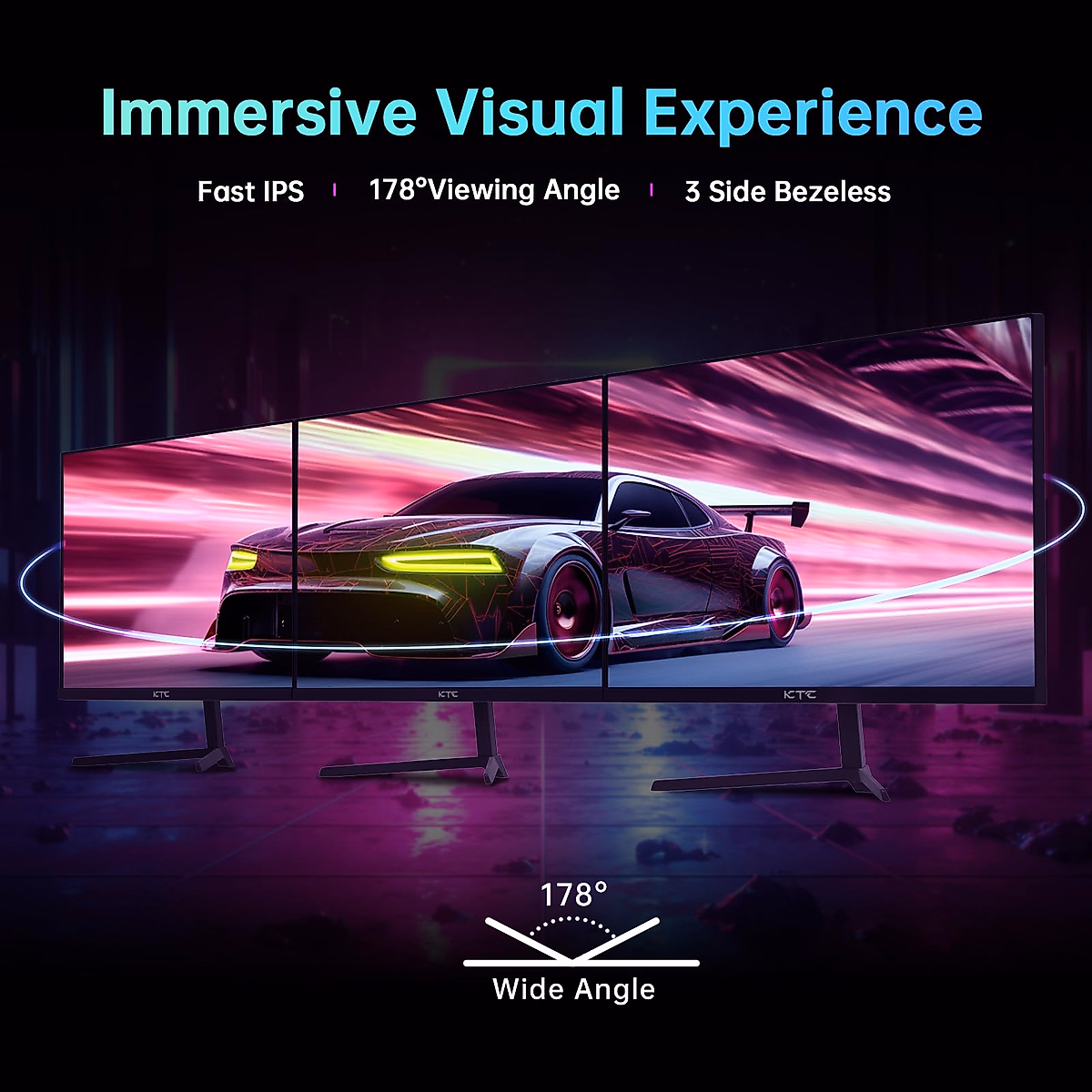 KTC 24 inch Monitor, Fast IPS 1080p 144Hz 165Hz 1ms, 125.25% sRGB, HDR, Borderless Gaming Monitor PC Monitor, FreeSync Premium & G-Sync, HDMI 2.0x2, DP1.4x2, Vesa Support, Eye Care for Gamers