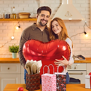 8 Pcs Mini Paper Valentines Day Gift Bags Mini Gift Bags with Handles Bag for Gift Cards, Galentines Day, Teacher Present, Classroom Parties, Wedding Birthday Sweetest Day Party Favor